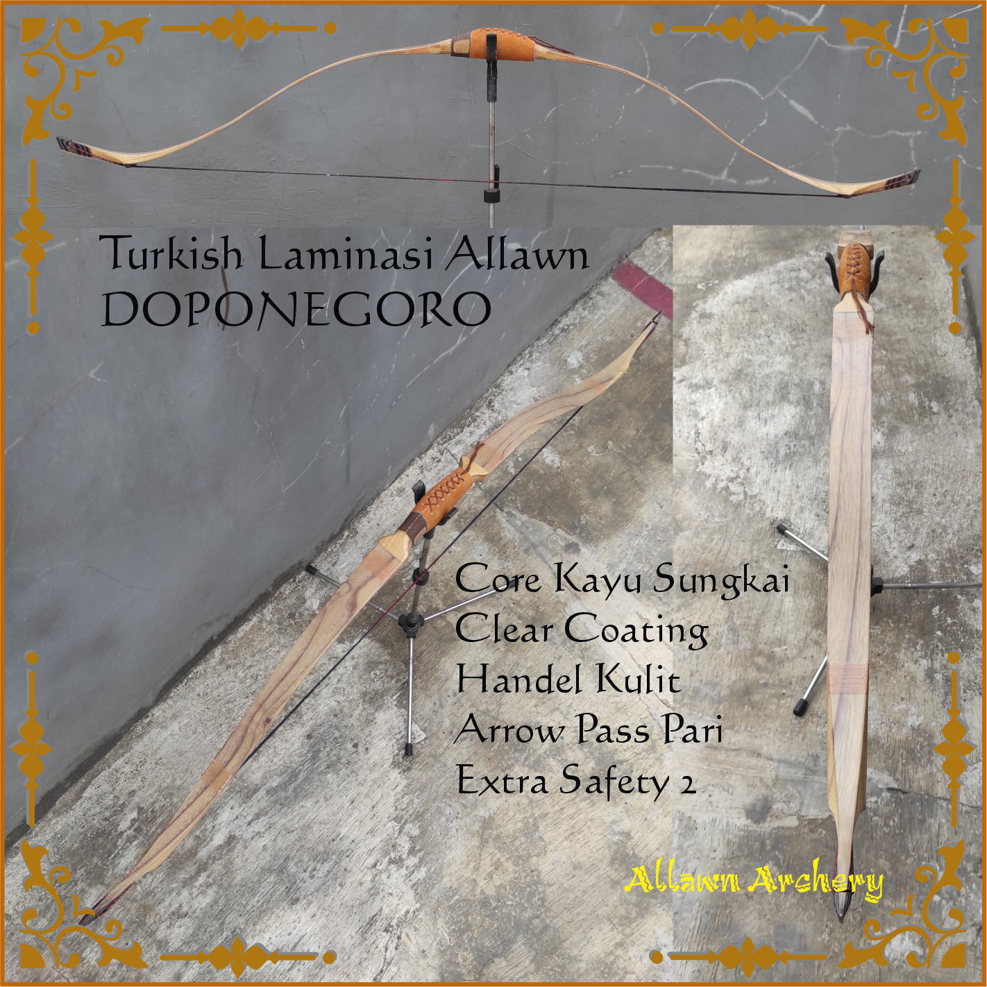 Busur Turkish Laminasi DIPONEGORO Core Kayu - Allawn Archery